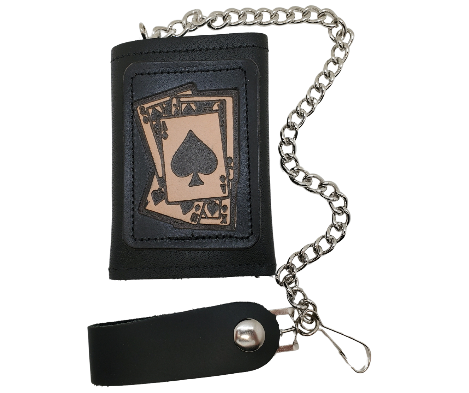"Spade" Tri-Fold Chain Wallet – Buckle and Hide Leather LLC
