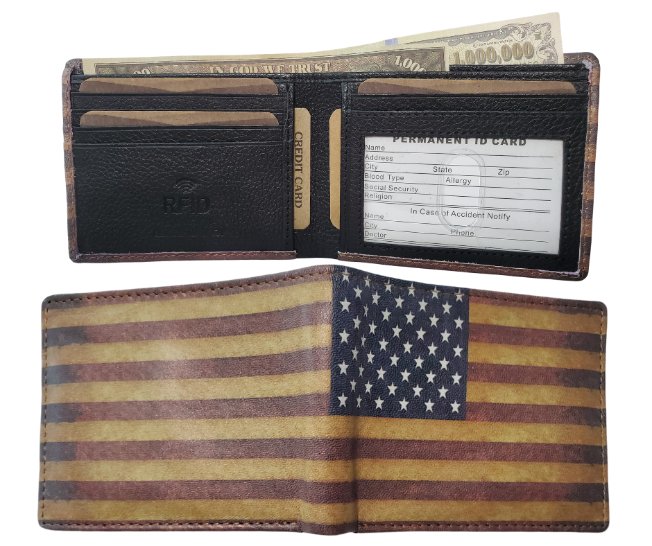 RFID USA Flag Bi-Fold Wallet – Buckle and Hide Leather LLC