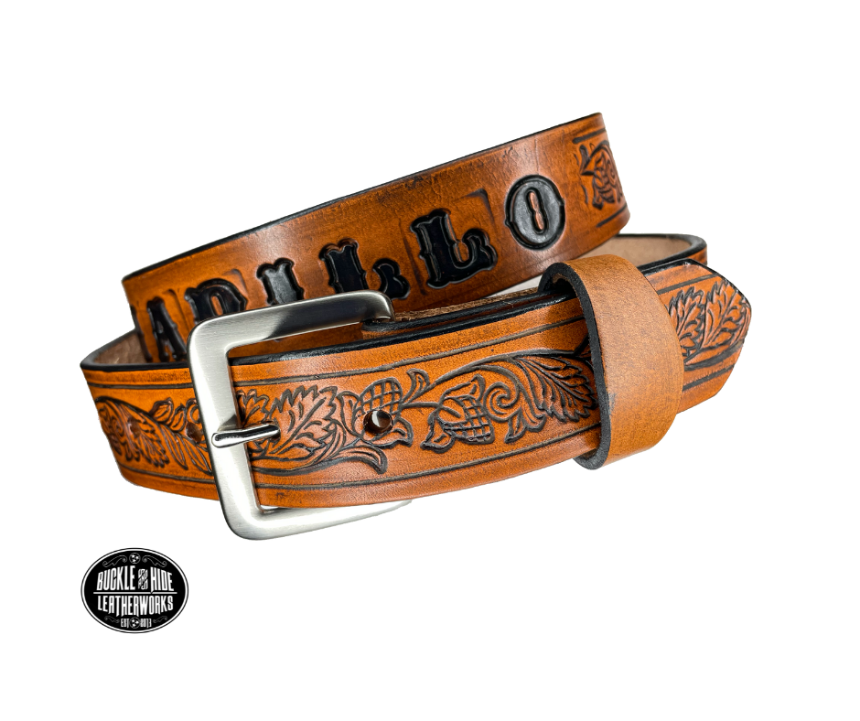 "The Huckleberry" Name Leather Belt – Buckle and Hide Leather LLC